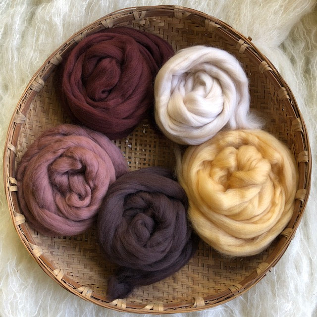 individual fleece colours, weaving packs, wool roving packs + felting ...