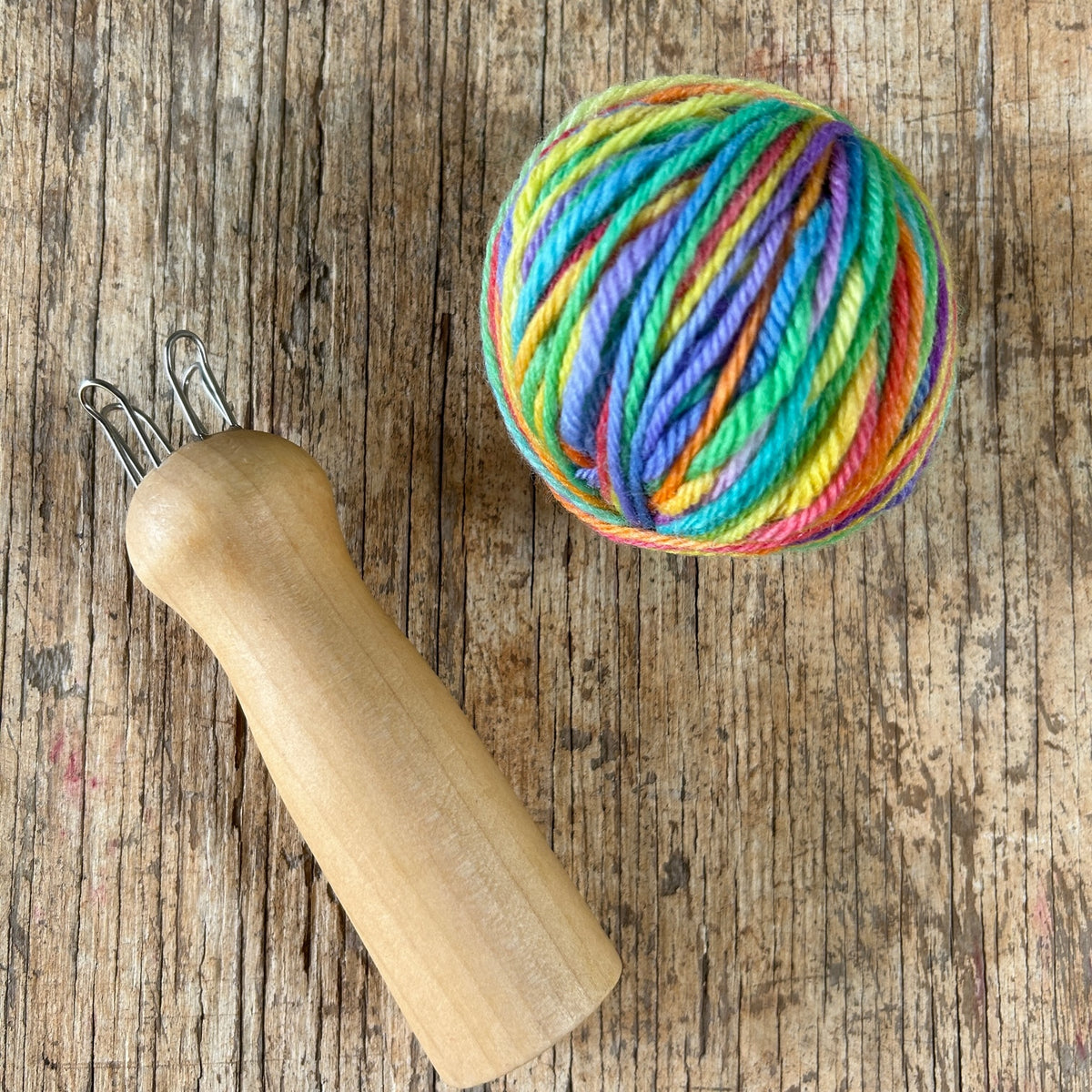 Knitting Nancy and hand painted rainbow wool (French Knitting) – indigo ...