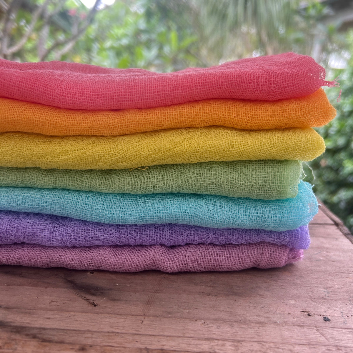 Muslin ~ hand dyed 7 piece pack in Rainbow colours ~ unhemmed. – indigo ...