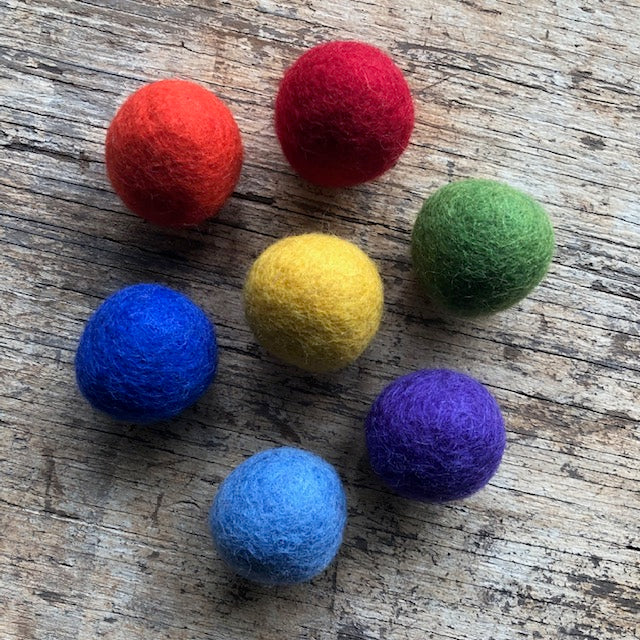 3.5cm wool felt balls ~ 7 individual rainbow colours ~ fair trade ...
