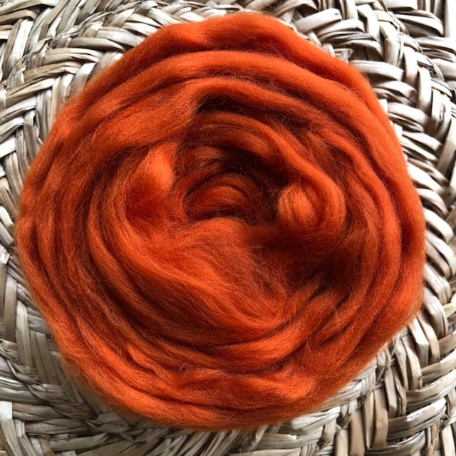 Pumpkin fleece roving – indigo inspirations